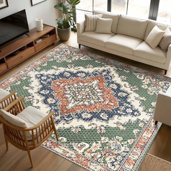 Area Rug 72×108in, Abstract Flower National Style Floor Carpet Living ...