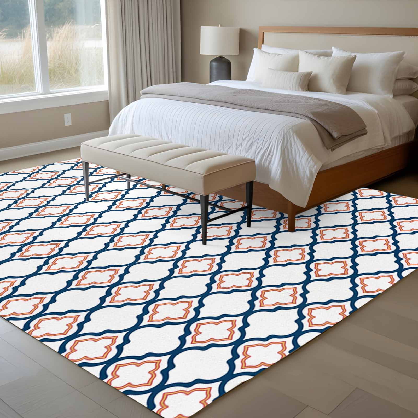 Area Rug 72×108in, Abstract Retro Medieval Geometric Floor Carpet ...