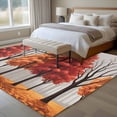 Area Rug 72×108in, Autumn Orange Maple Leaves Trees Floor Carpet Living ...
