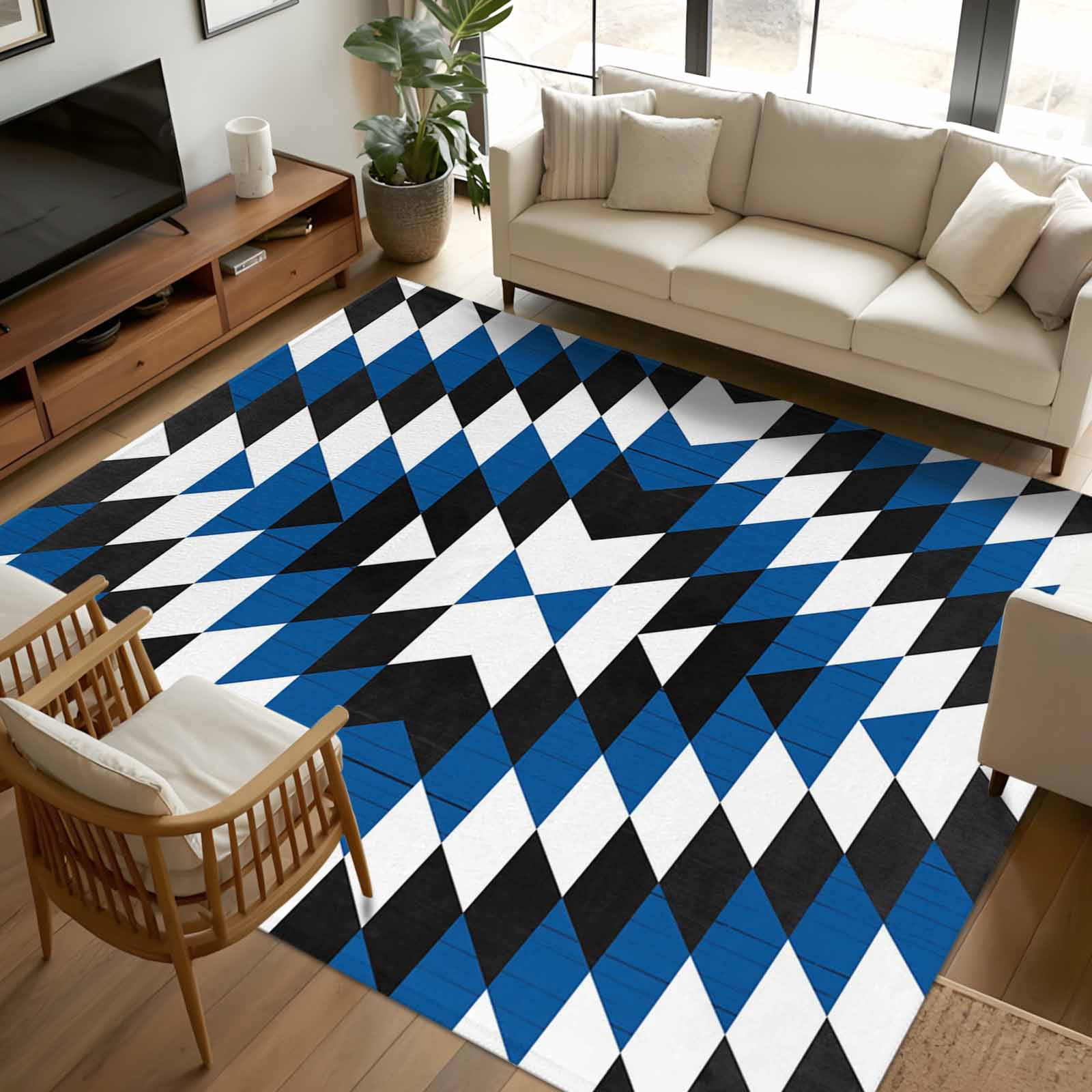 Area Rug 72×108in, Classic Aztec Texture Pattern Floor Carpet Living ...