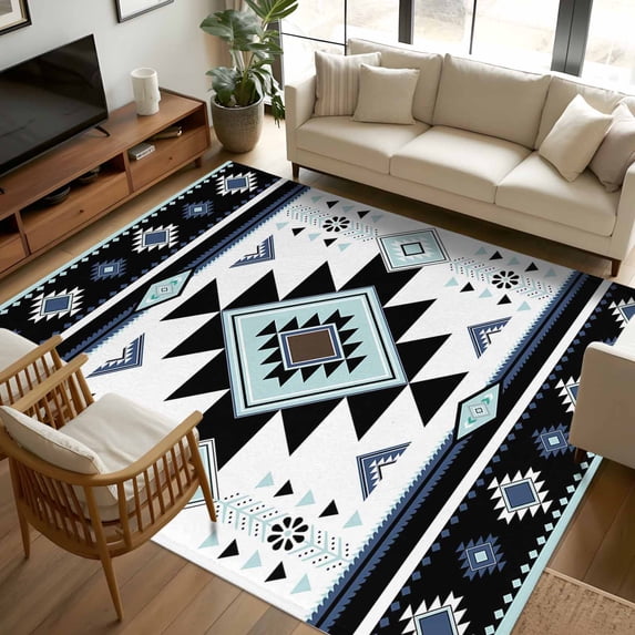 Area Rug 72×108in, Ethnic Tribal Aztec Geometric Pattern Floor Carpet ...