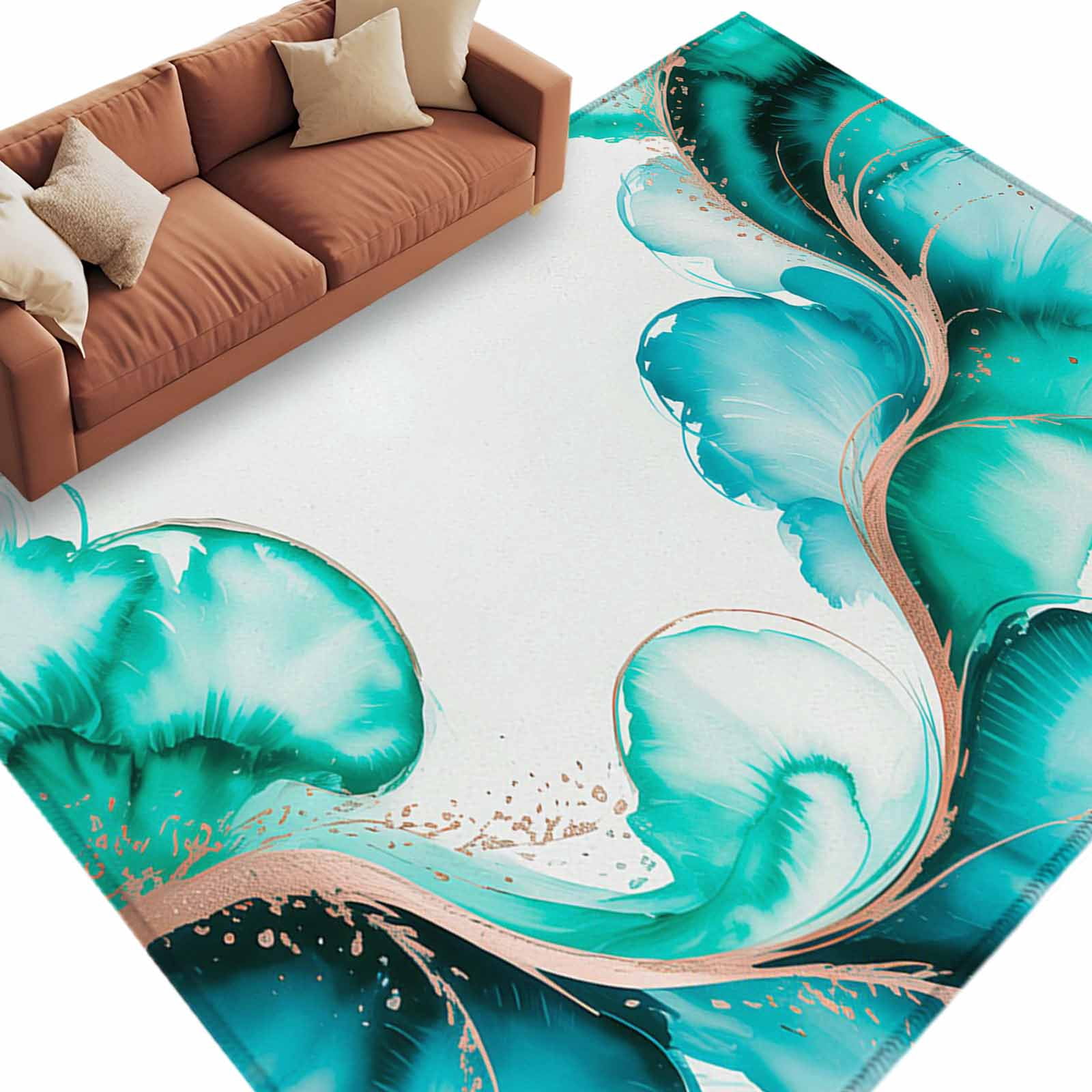 Area Rug 72×108in, Fantasy Ink Abstract Art Floor Carpet Living Room ...