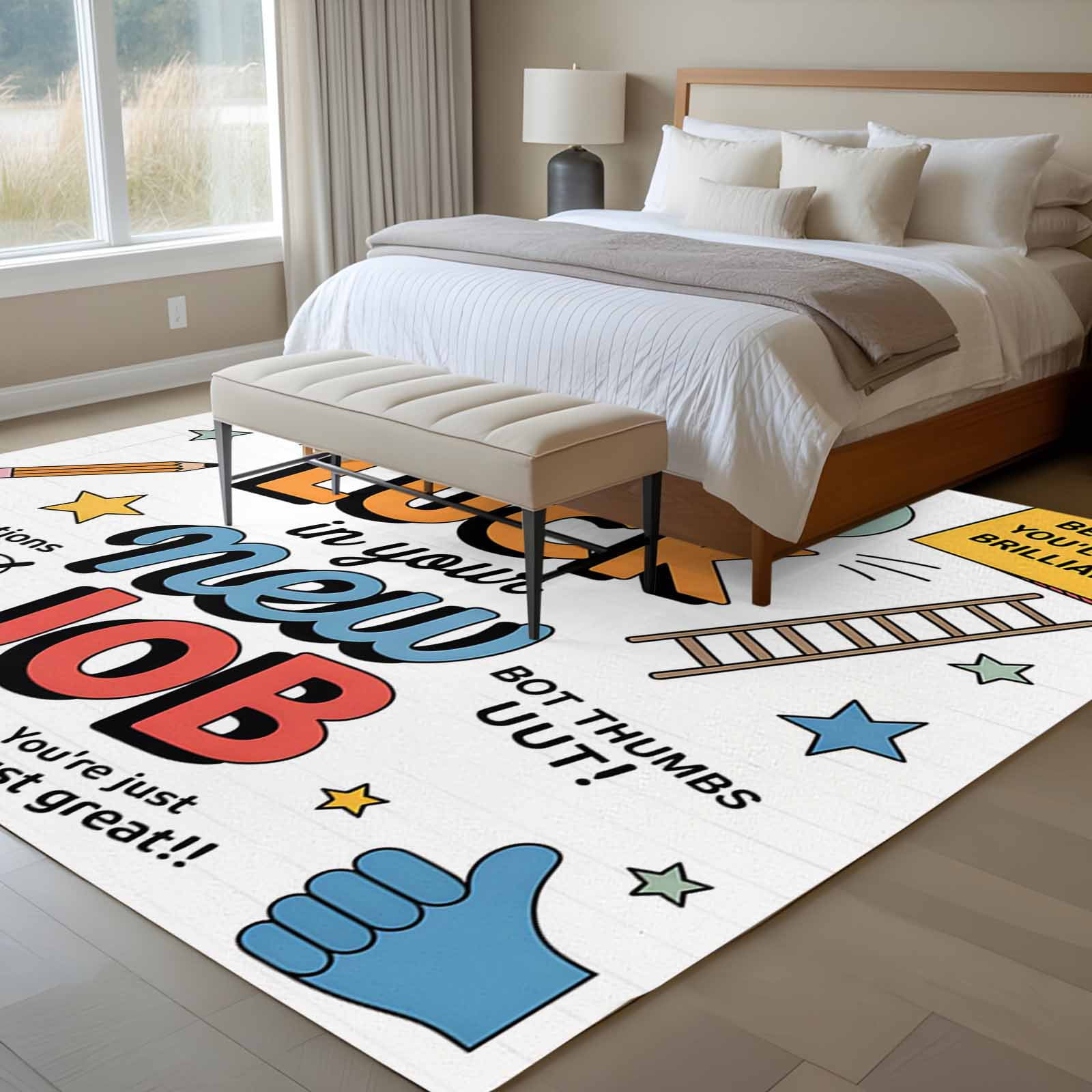 Area Rug 72×108in, Good Luck New Job Quote Floor Carpet Living Room Rug ...