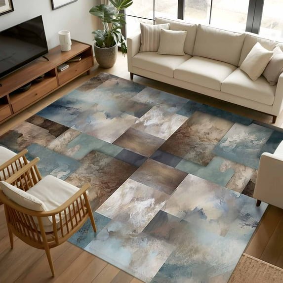 Area Rug 72×108in, Gradient Color Block Abstract Art Floor Carpet ...