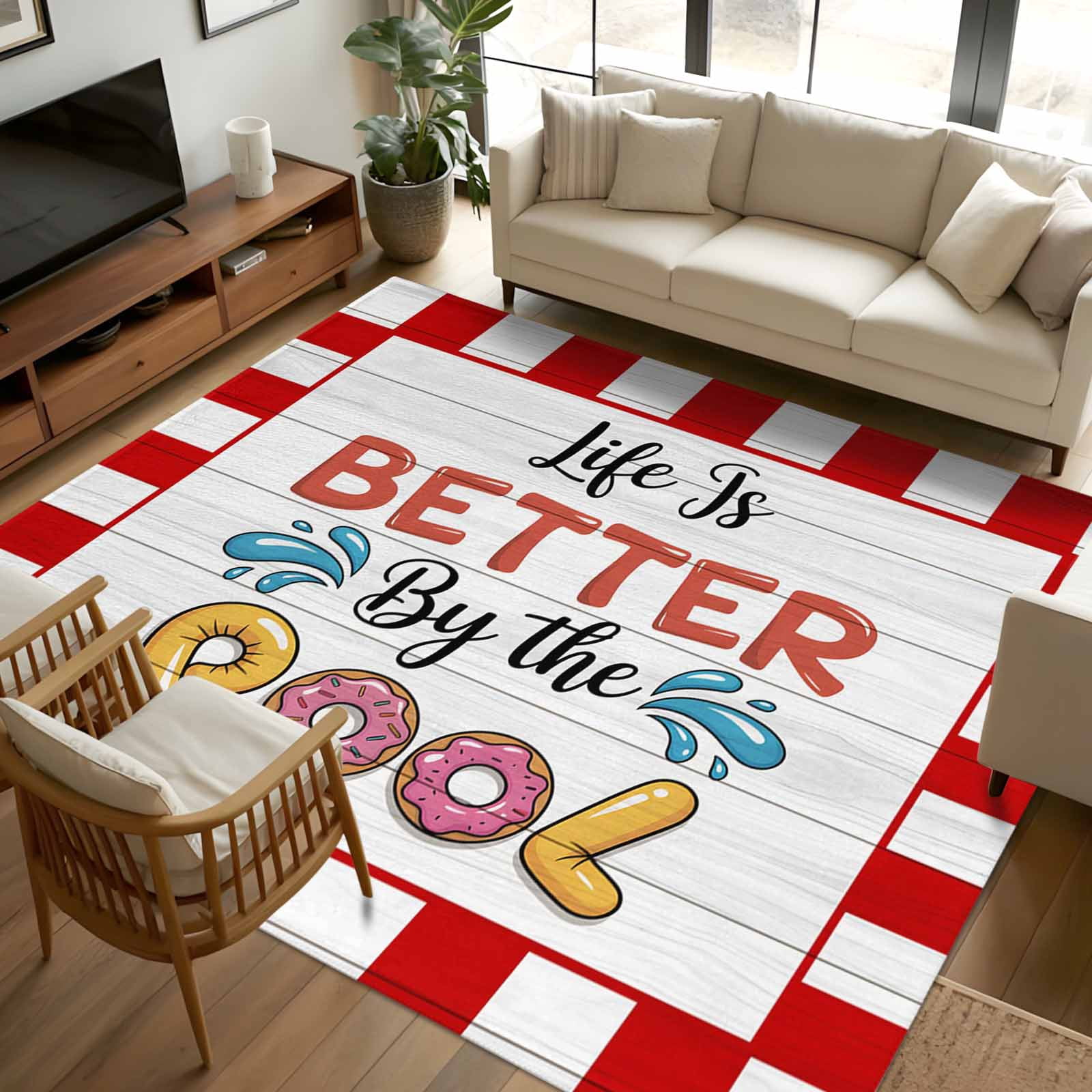 Area Rug 72×108in, Life Is Better by The Pool Floor Carpet Living Room ...