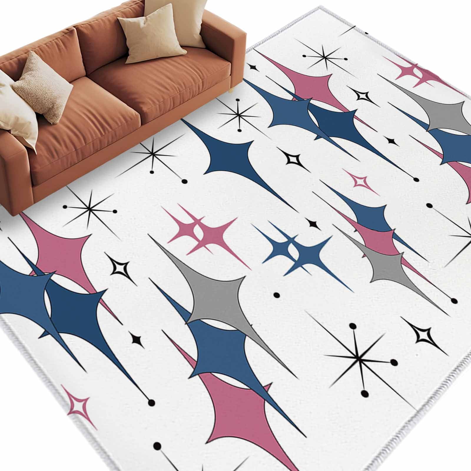Area Rug 72×108in, Medieval Geometric European Rhombus Floor Carpet ...