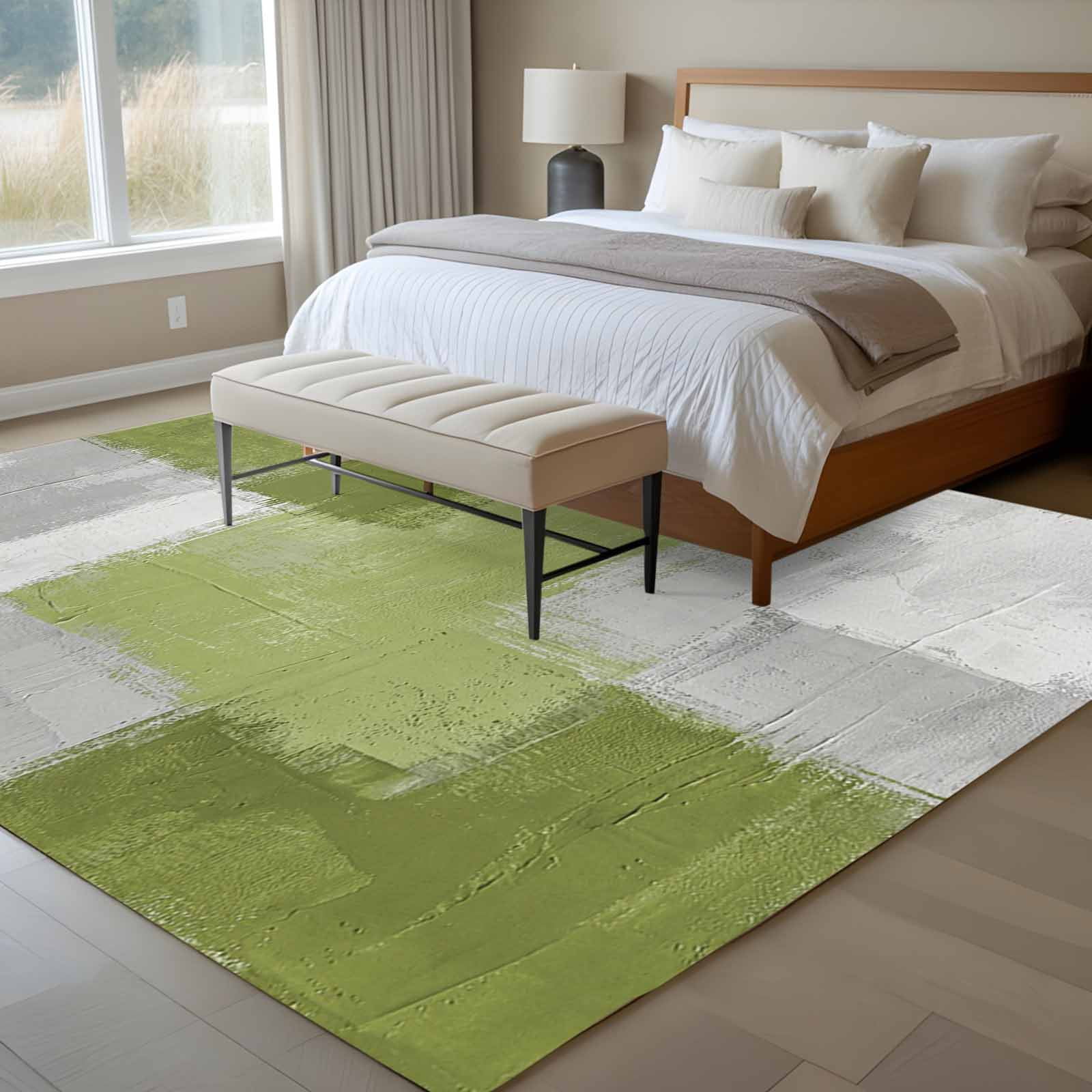 Area Rug 72×108in, Modern Sage Green Gray Floor Carpet Living Room Rug ...