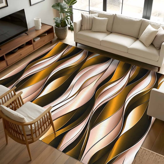 Area Rug 72×108in, Orange Gradient Stripe Floor Carpet Living Room Rug ...