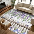 Area Rug 72×108in, Rustic White Purple Blue Flower Floor Carpet Living ...