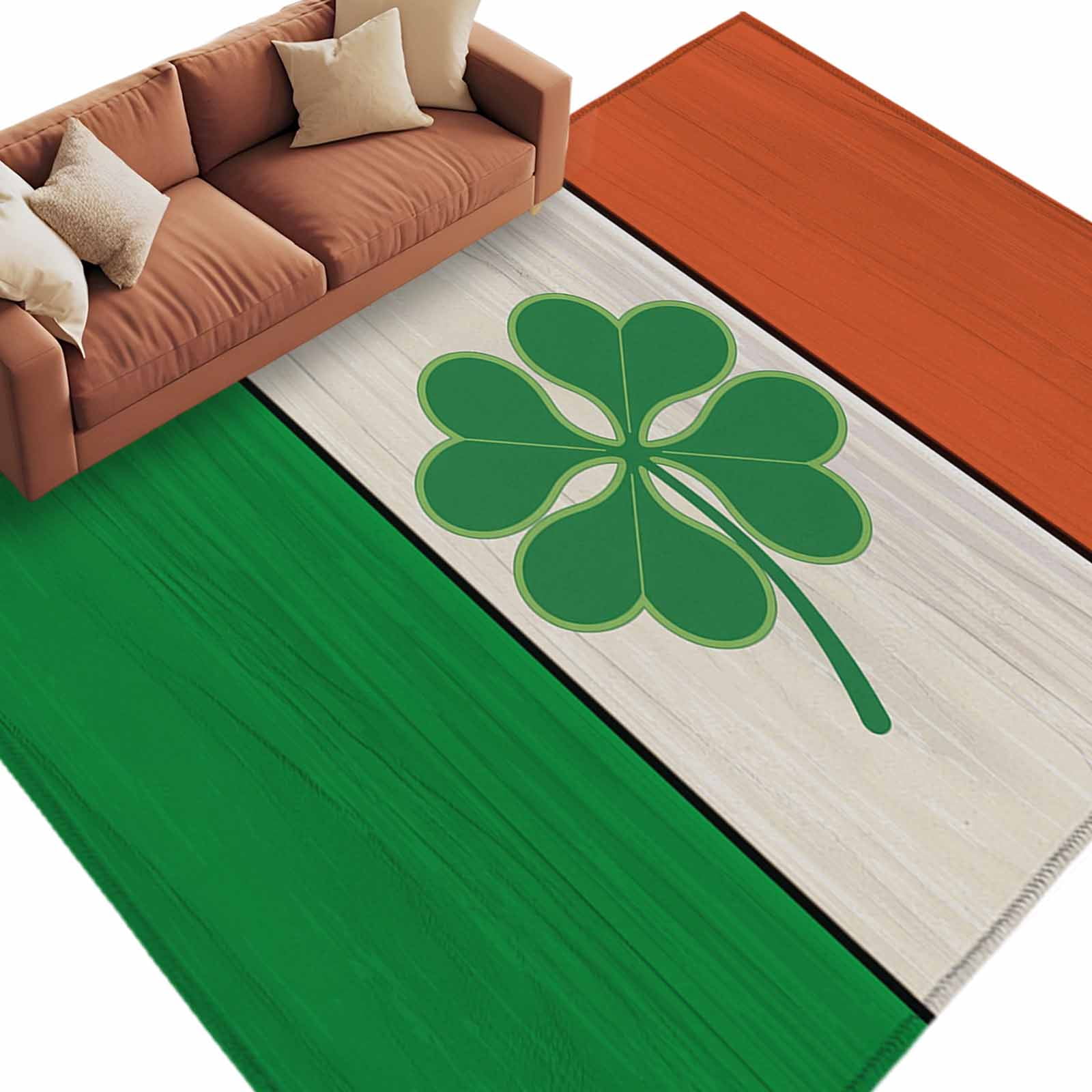 Area Rug 72×108in, St. Patrick's Day Retro Irish Flag Clovers Floor ...