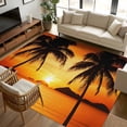 Area Rug 72×108in, Summer Sunset Beach Coconut Tree Shadow Floor Carpet ...