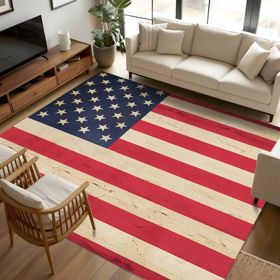 Area Rug 72×108in, Vintage American Flag Floor Carpet Living Room Rug ...