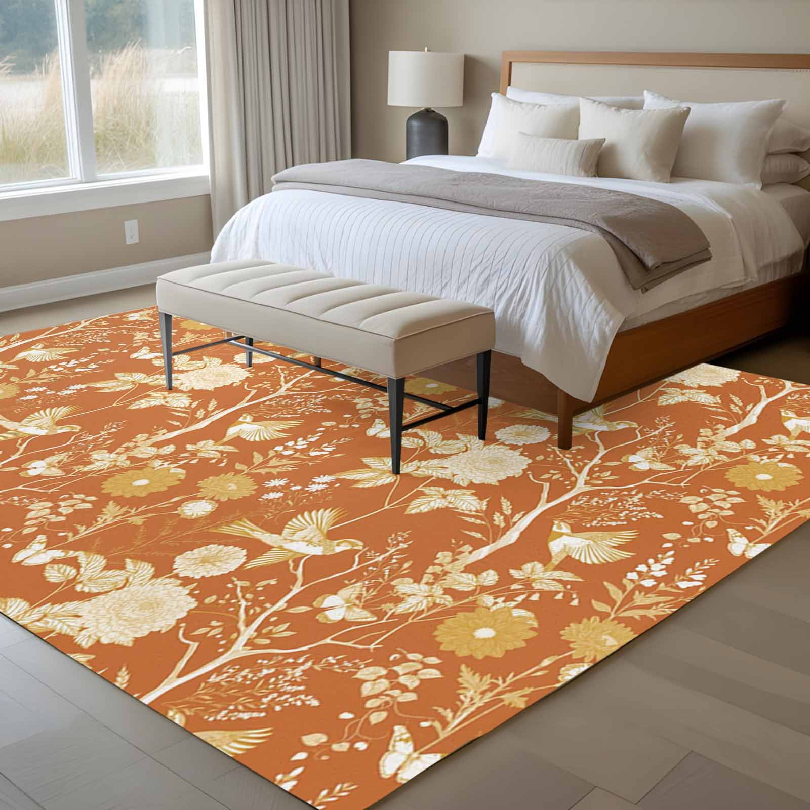 Area Rug 72×108in, Vintage Herbs Floral Plant Floor Carpet Living Room ...