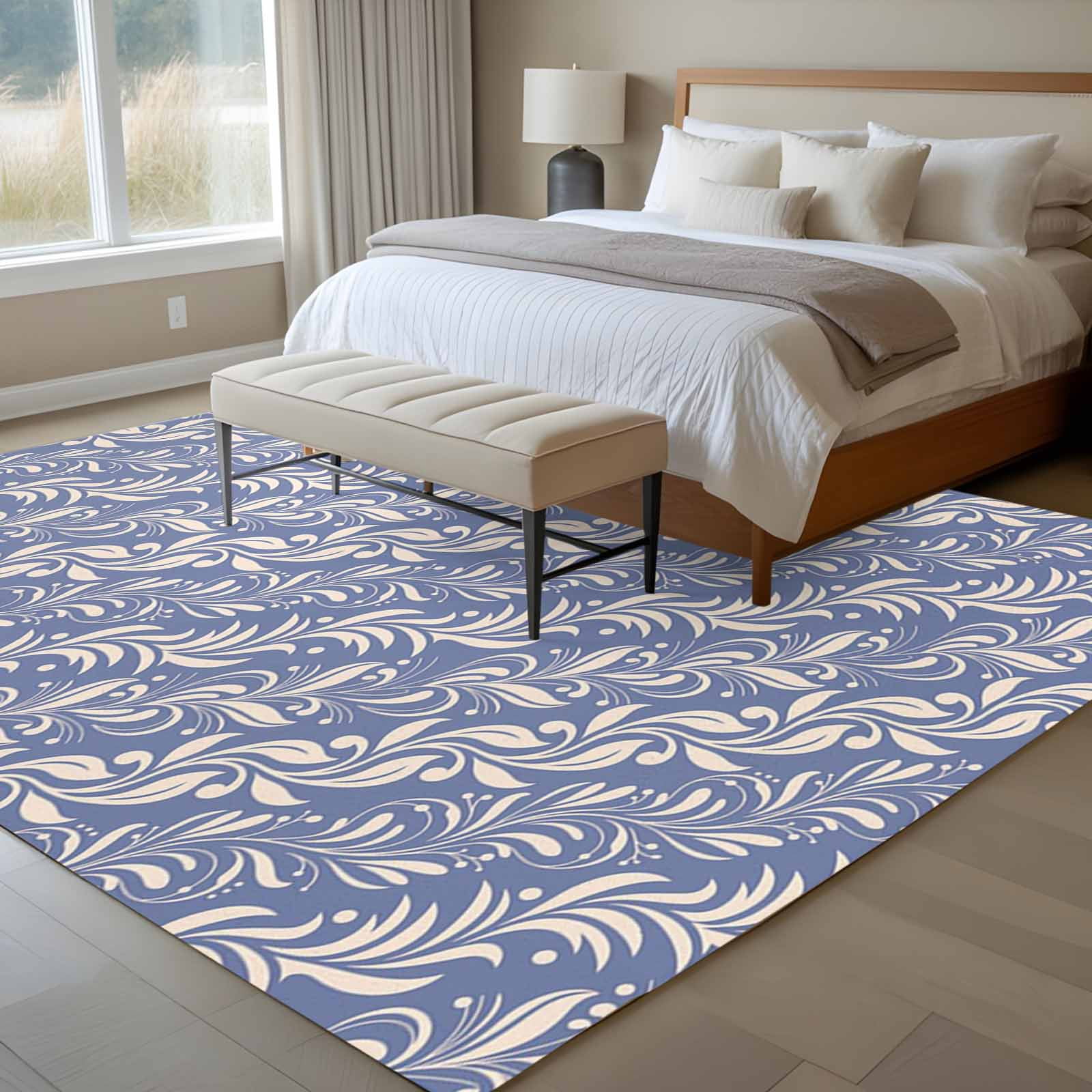 Area Rug 72×108in, Vintage Seamless Swirling Flower Floor Carpet Living ...