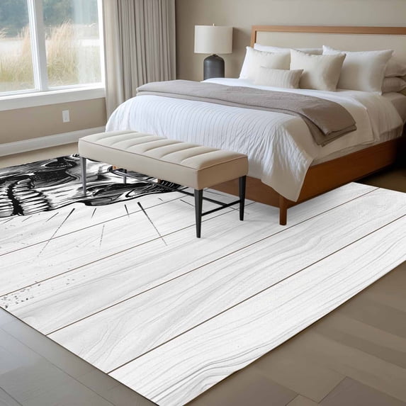 Area Rug 72×108in, Watercolor Skull Line Pattern Floor Carpet Living ...