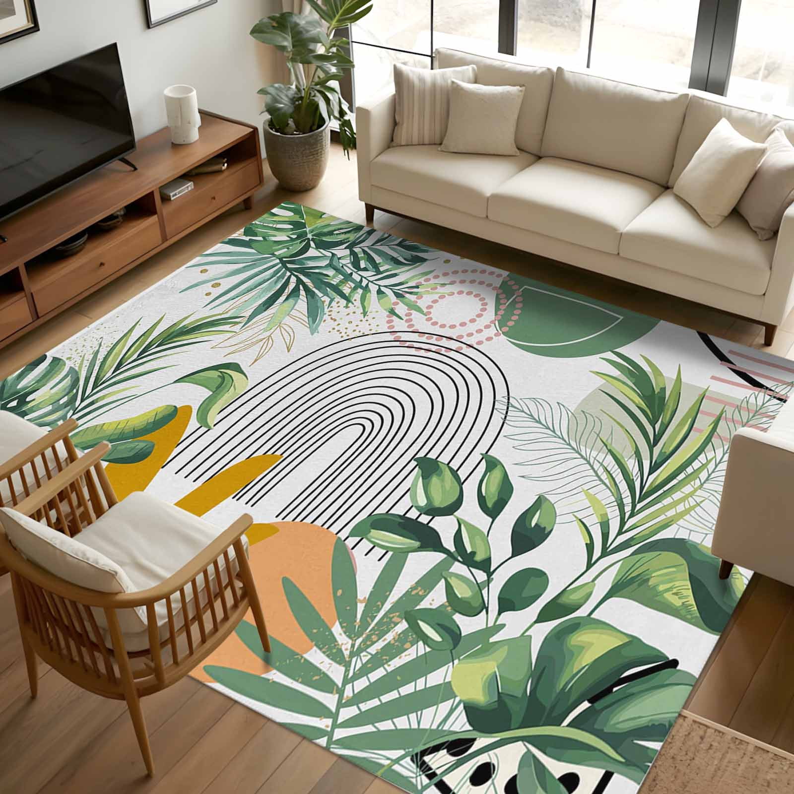 Area Rug 72×108in, Watercolor Turtle Backwood Floor Carpet Living Room ...