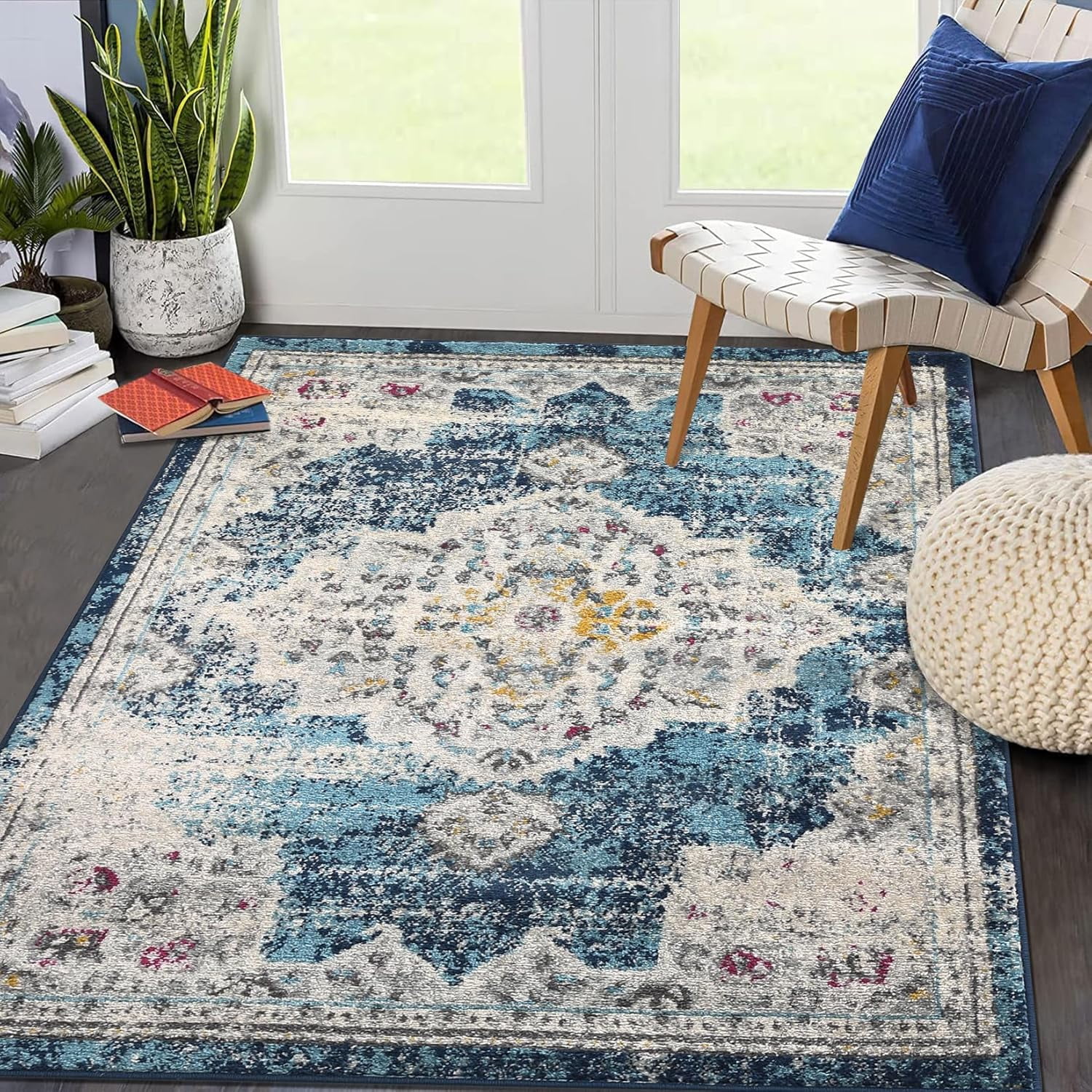 Area Rug 8'9"x12'2" Premium Medallion Vintage Rug for Living Room Thick ...