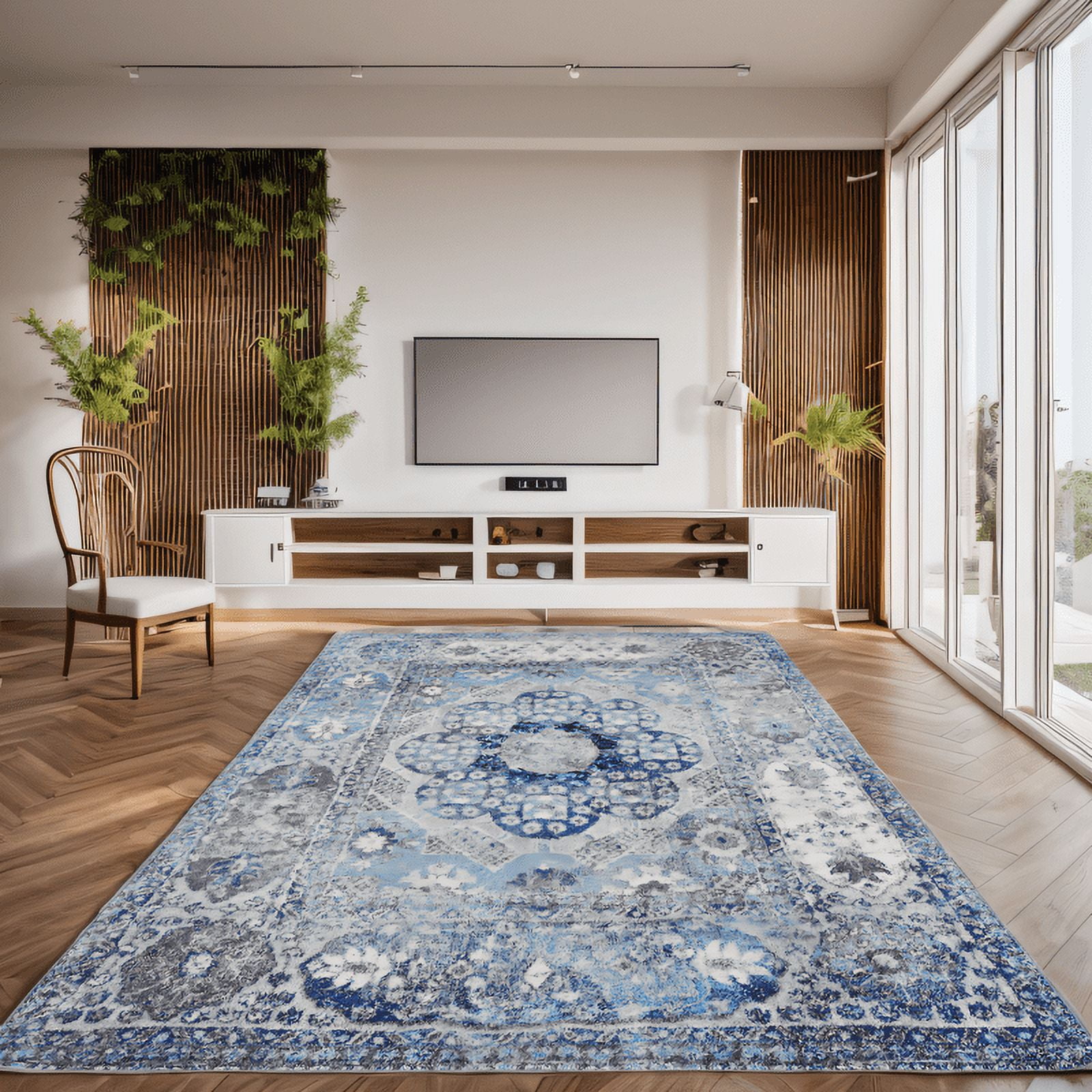 Walmart 8x10 ft Bohemian Area Rug, Washable with Non-Slip Backing for ...