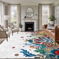 Area Rug 8x10ft Bohemian Abstract Flower Area Rugs Washable Low Pile ...