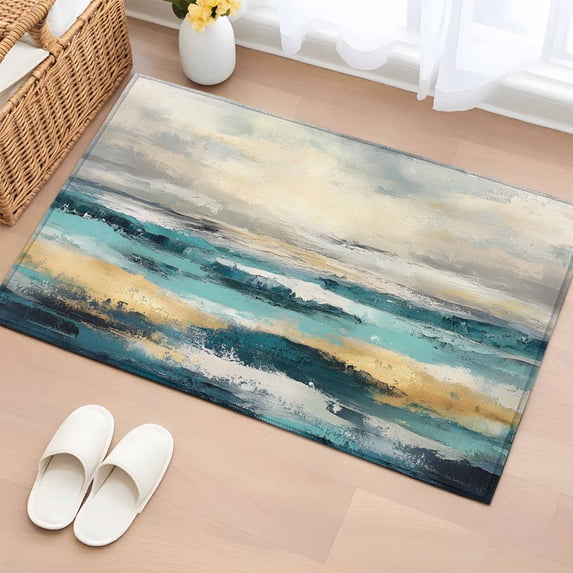 Area Rug Abstract Beach Oil Painting Style Soft Rectangle Area Rugs ...