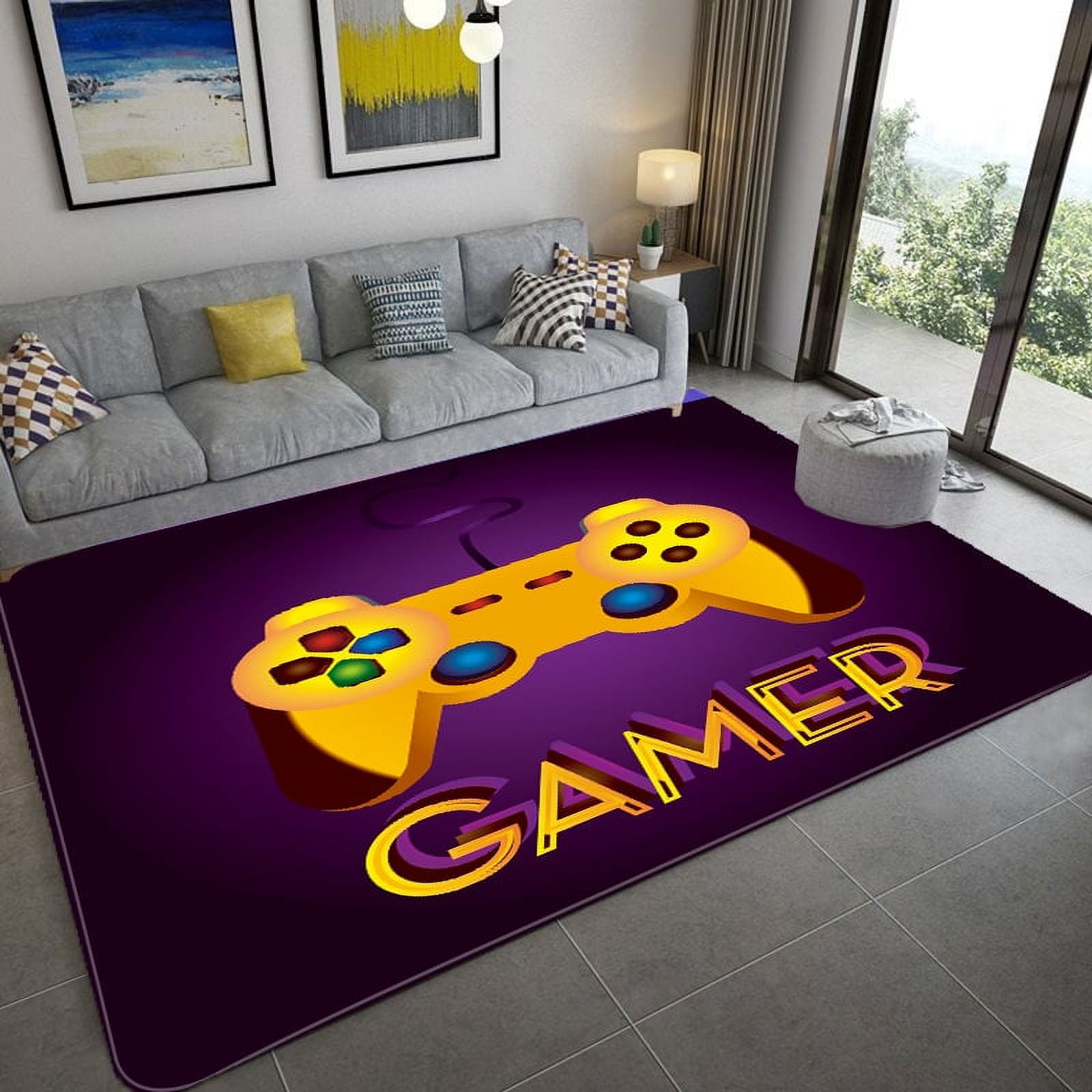 Area Rug Anime Gamer Controller Carpets Kids Play Large Area Rugs Child ...