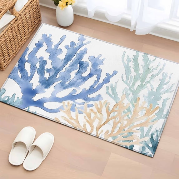 Area Rug Blue Coral Summer Ocean Soft Rectangle Area Rugs Washable Rug ...