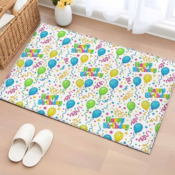 Area Rug Blue Green Balloons Polka Dots Rectangle Area Rugs Washable ...