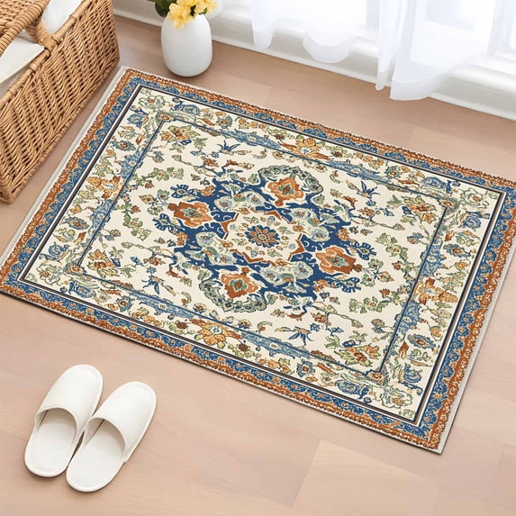 Area Rug Boho Ethnic Flower Leaves Art Soft Rectangle Area Rugs ...