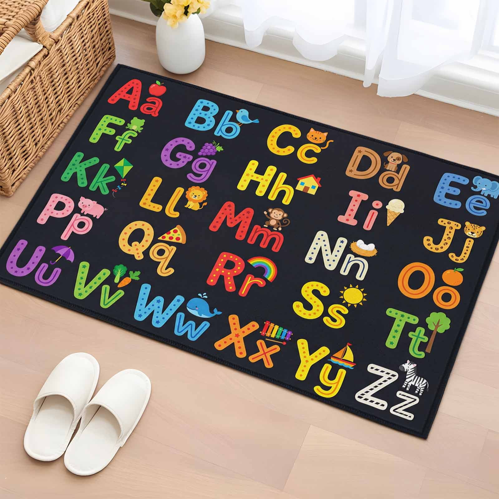 Area Rug Cartoon Alphabet Cute Rectangle Area Rugs Washable Rug for ...