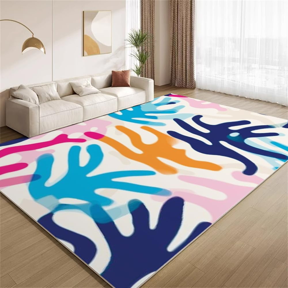 Area Rug Cartoon Colorful Coral Pattern Rugs Pet-Friendly Carpet Low ...