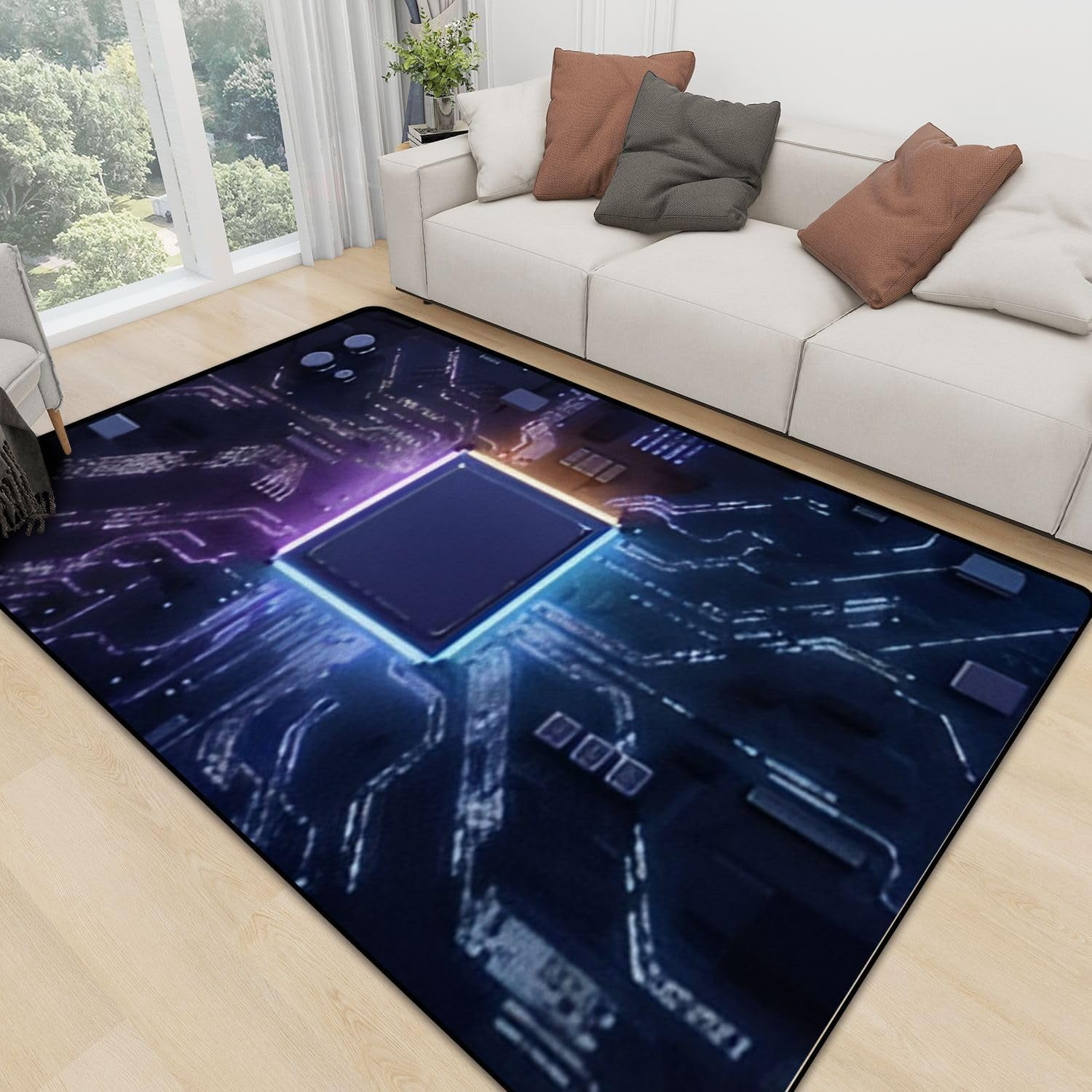 Area Rug Central Computer Processors Motherboard Chip Science ...