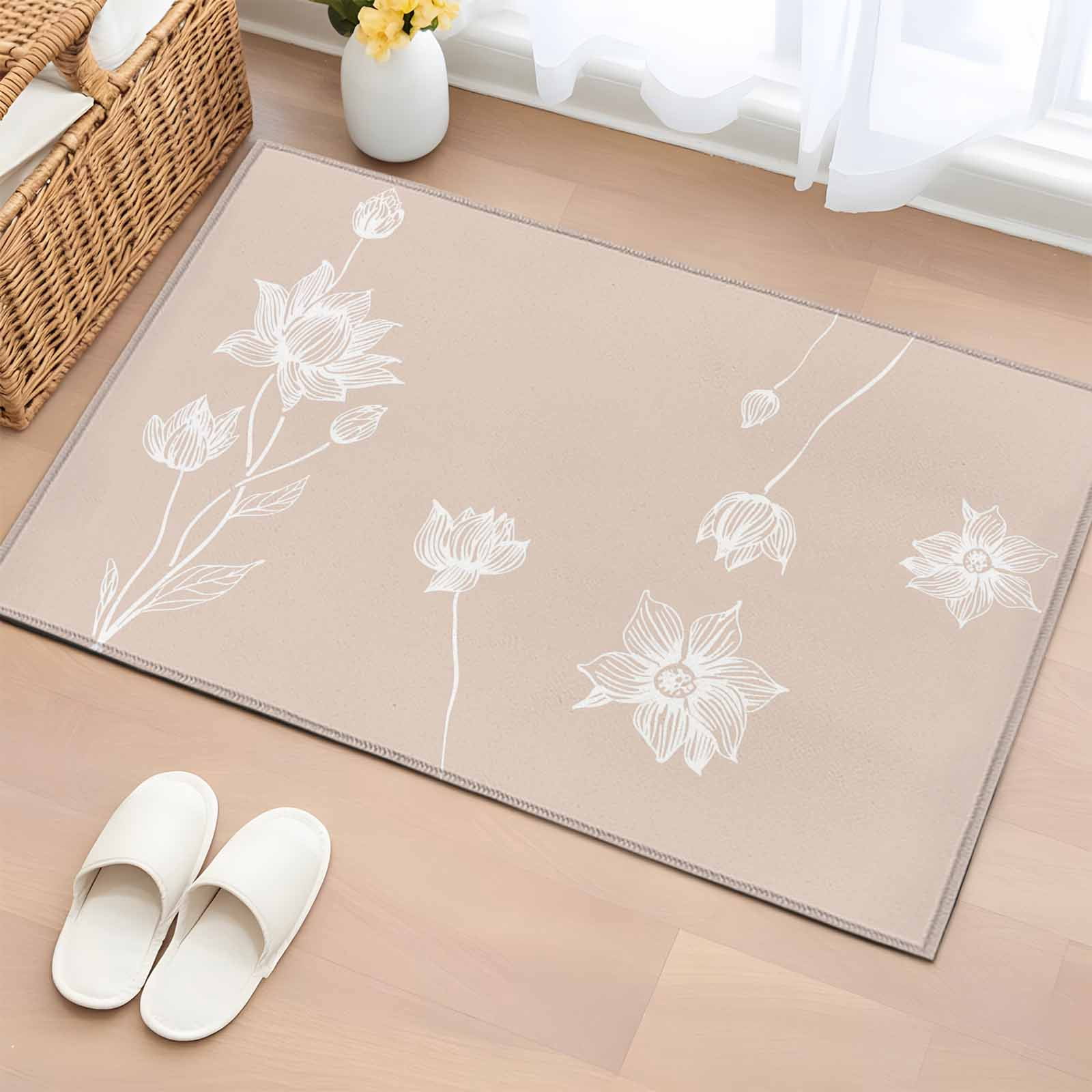 Area Rug Classic Flower Abstract Leaf Rectangle Area Rugs Washable Rug ...