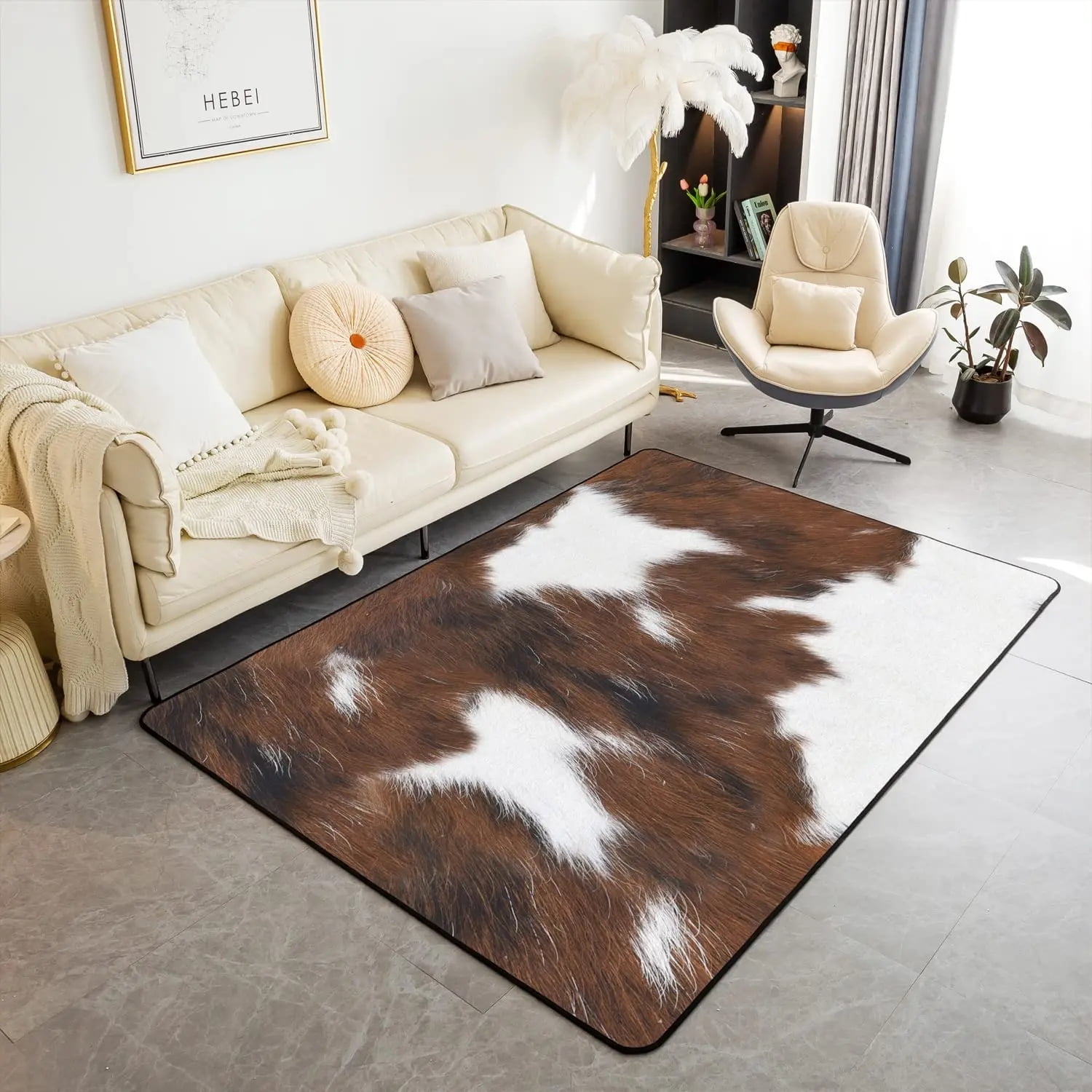 Area Rug Cow Print Rug Rustic Farm Animal Carpet for Boys Girl Cowboy ...