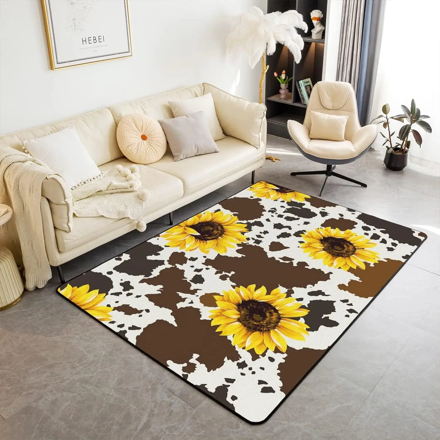Area Rug Cow Print Rug Rustic Farm Animal Carpet for Boys Girl Cowboy ...