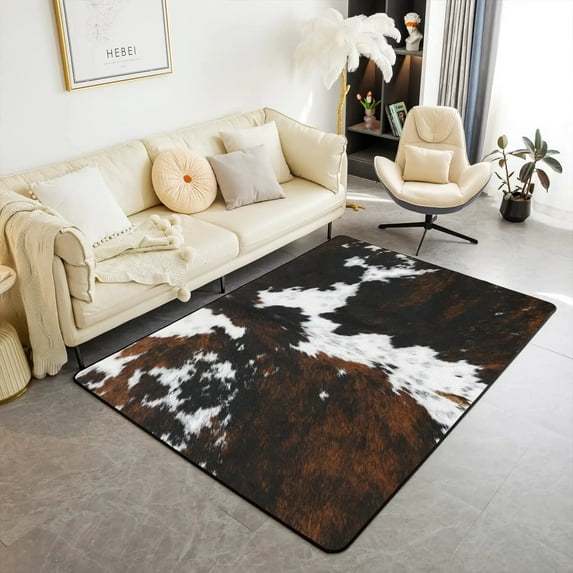 Area Rug Cow Print Rug Rustic Farm Animal Carpet for Boys Girl Cowboy ...