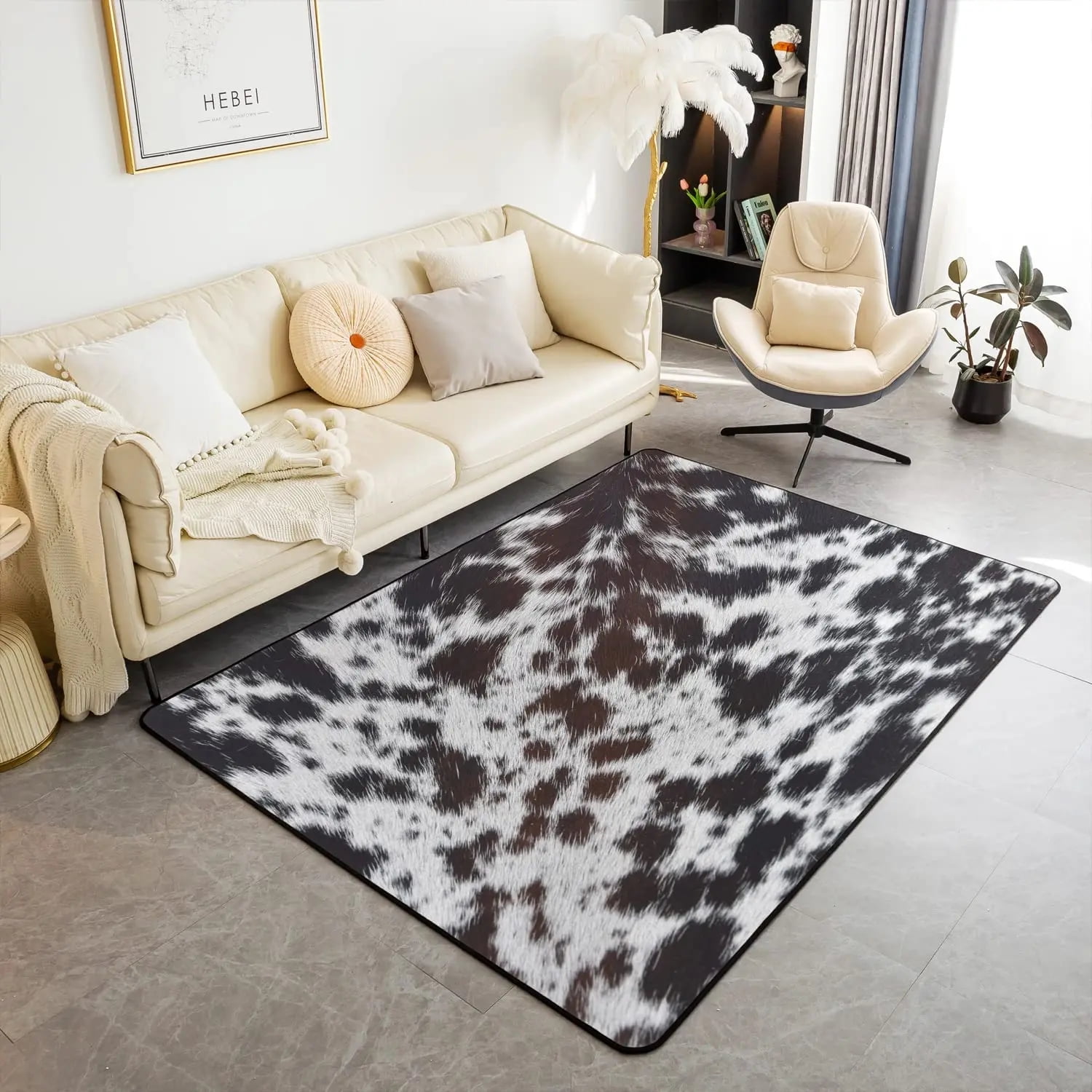 Area Rug Cow Print Rug Rustic Farm Animal Carpet for Boys Girl Cowboy ...