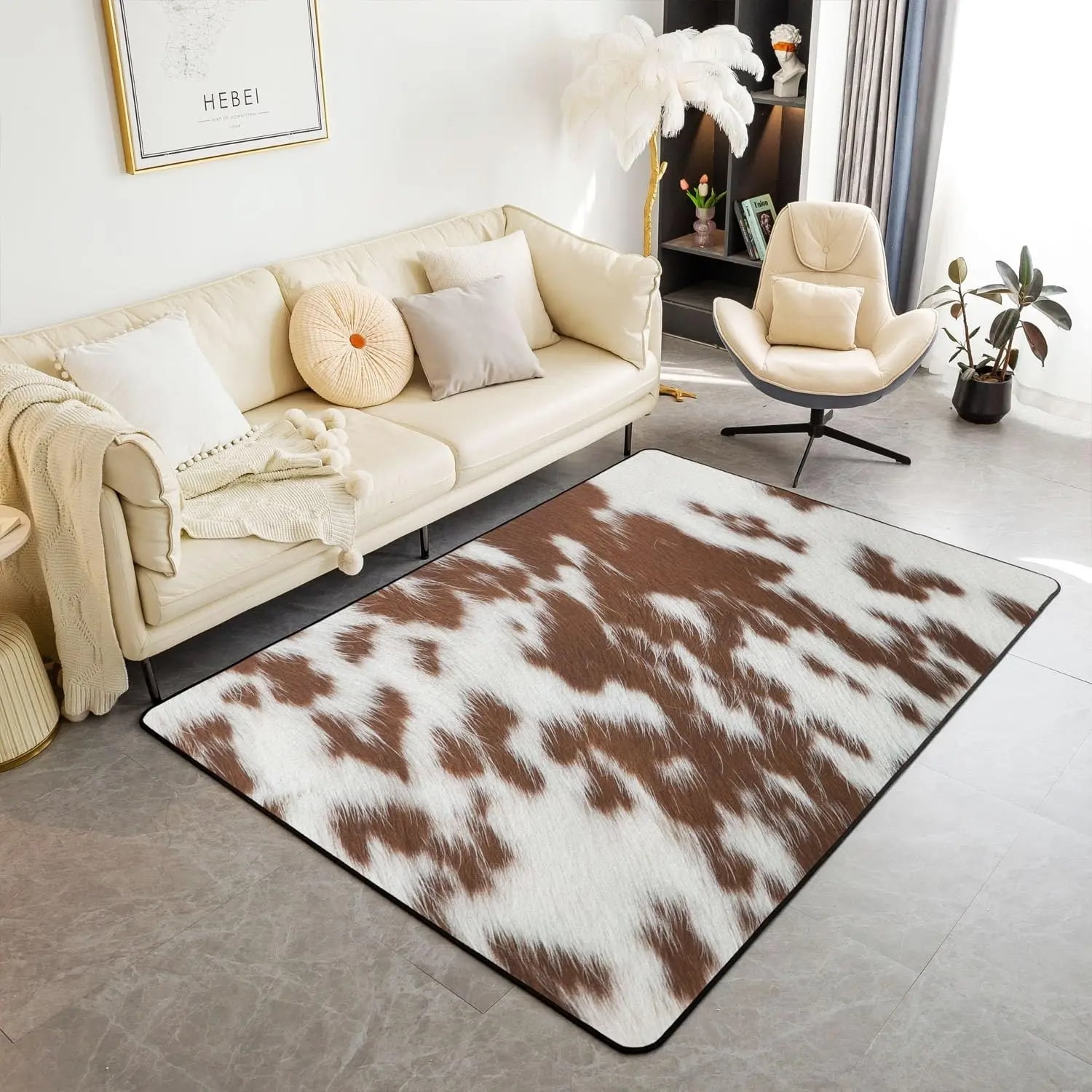 Area Rug Cow Print Rug Rustic Farm Animal Carpet for Boys Girl Cowboy ...
