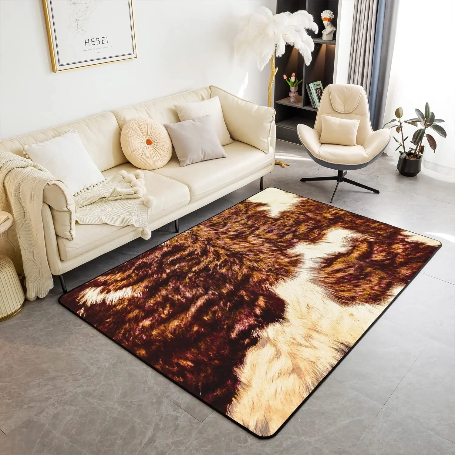 Area Rug Cow Print Rug Rustic Farm Animal Carpet for Boys Girl Cowboy ...