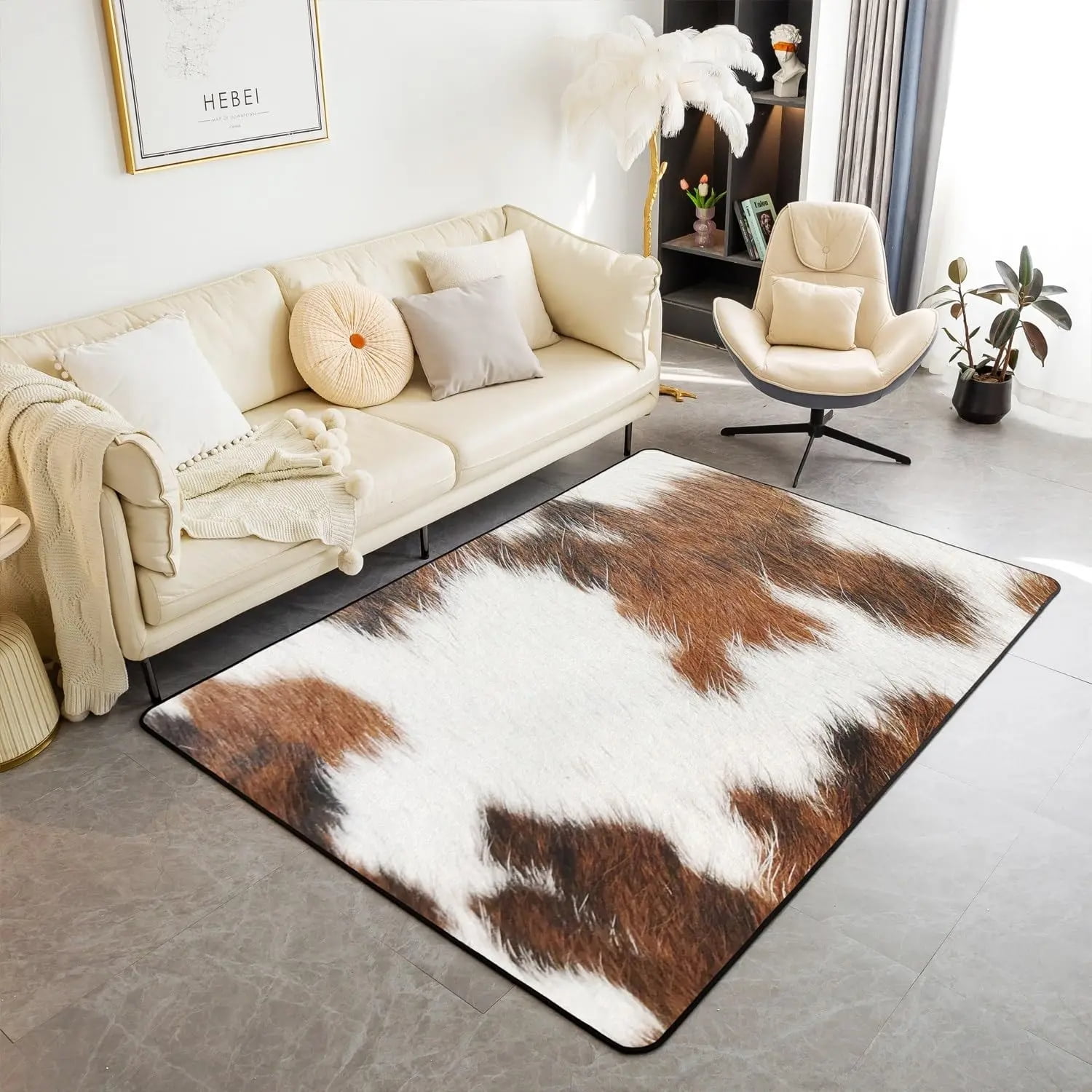 Area Rug Cow Print Rug Rustic Farm Animal Carpet for Boys Girl Cowboy ...