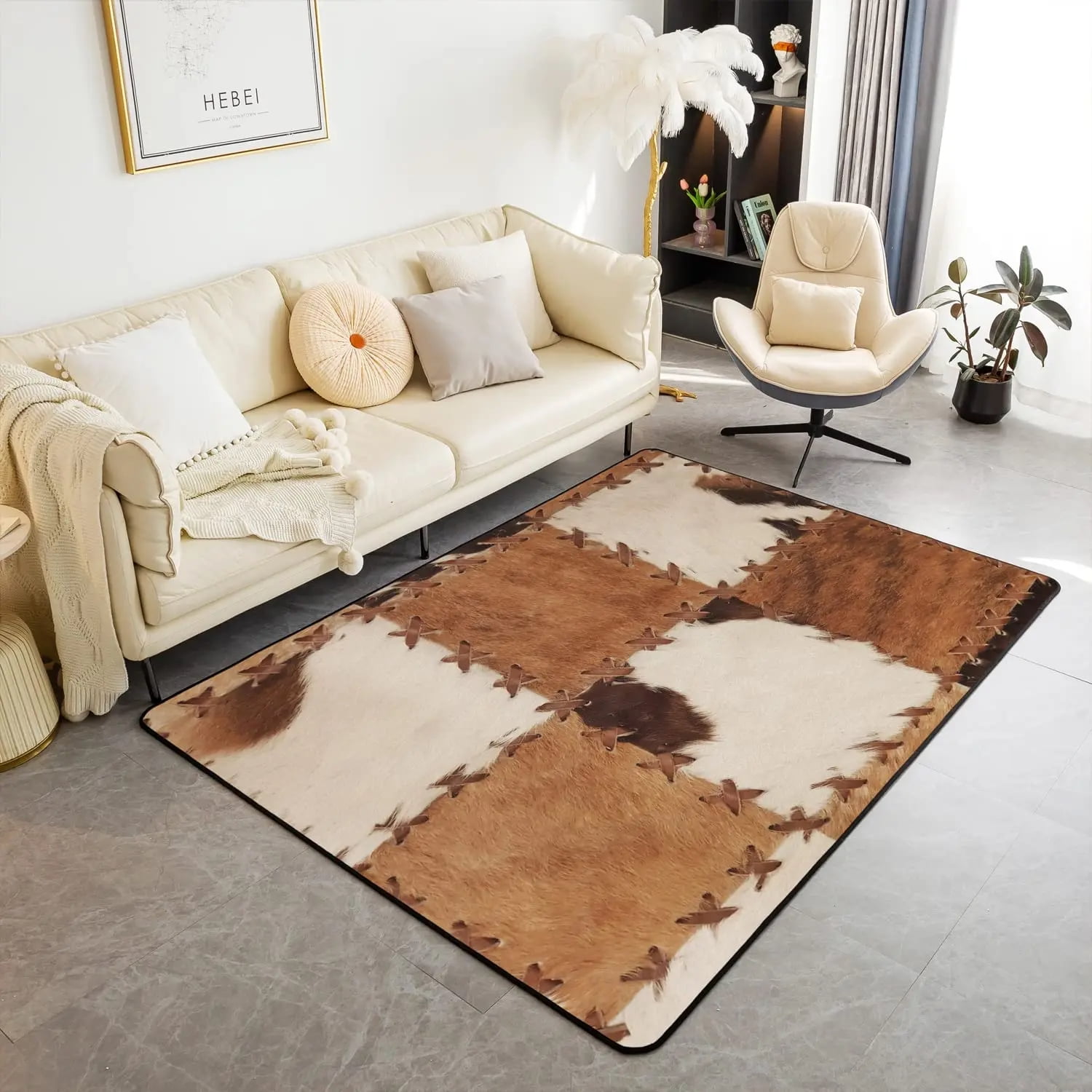 Area Rug Cow Print Rug Rustic Farm Animal Carpet for Boys Girl Cowboy ...