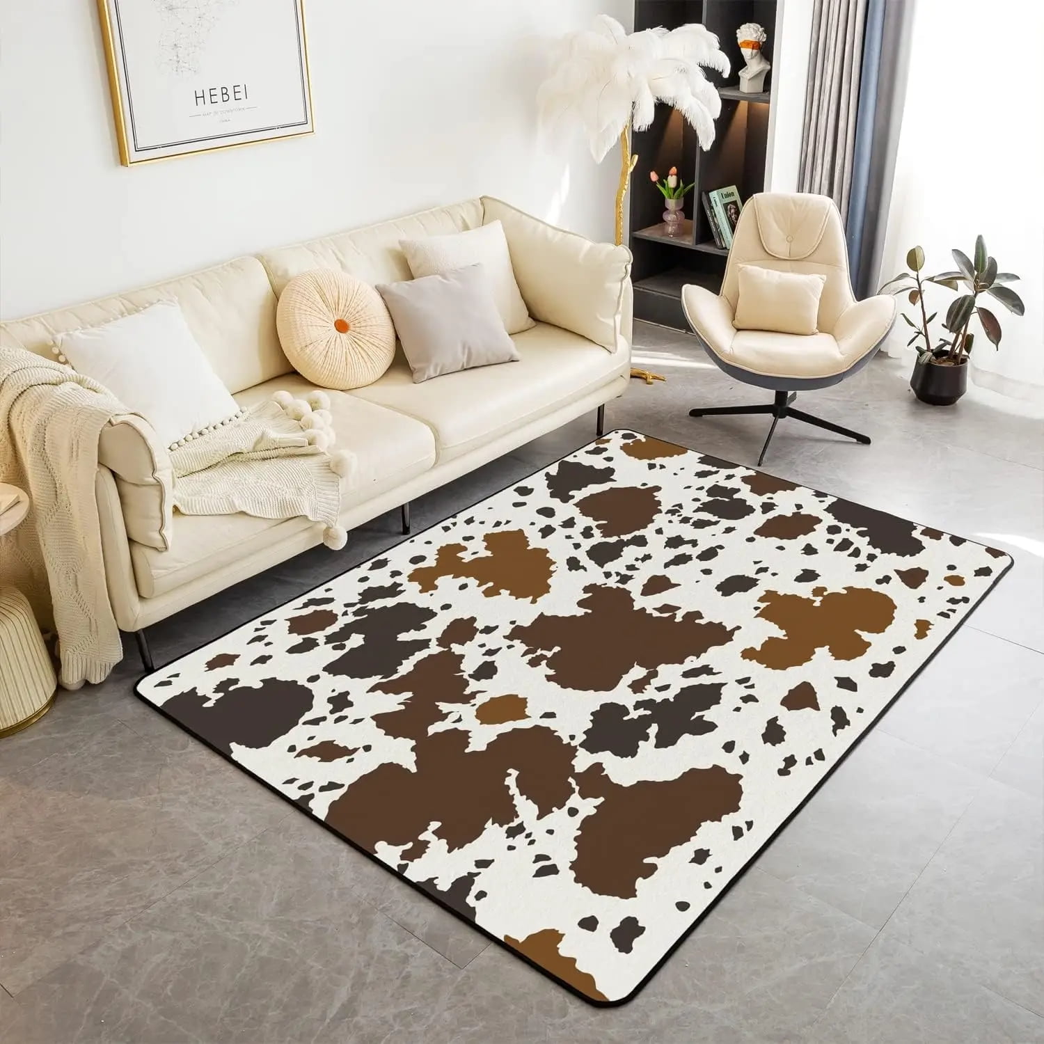Area Rug Cow Print Rug Rustic Farm Animal Carpet for s Cow Non Slip ...