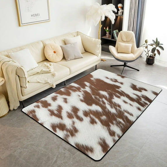 Area Rug Cow Print Rug Rustic Farm Animal Carpet for s Cow Non Slip ...