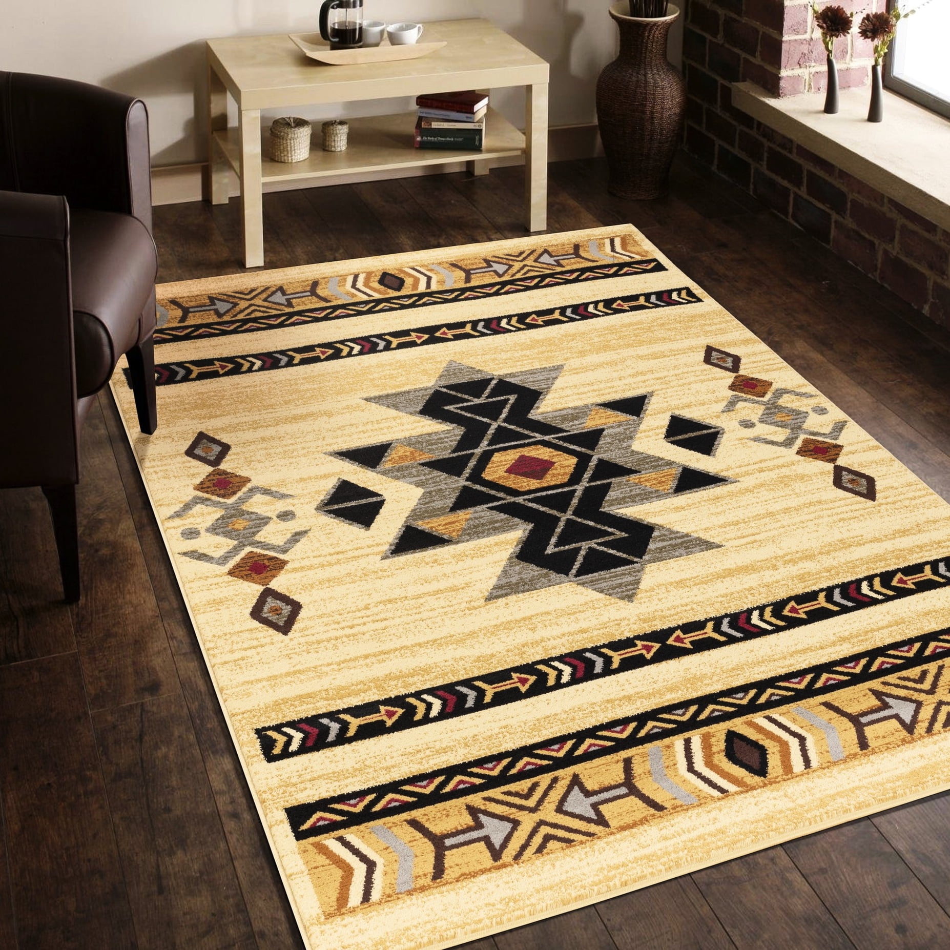 Area Rug In Cream Color, 5.25 Ft. X 7.25 Ft., Polypropylene Made, Stain ...