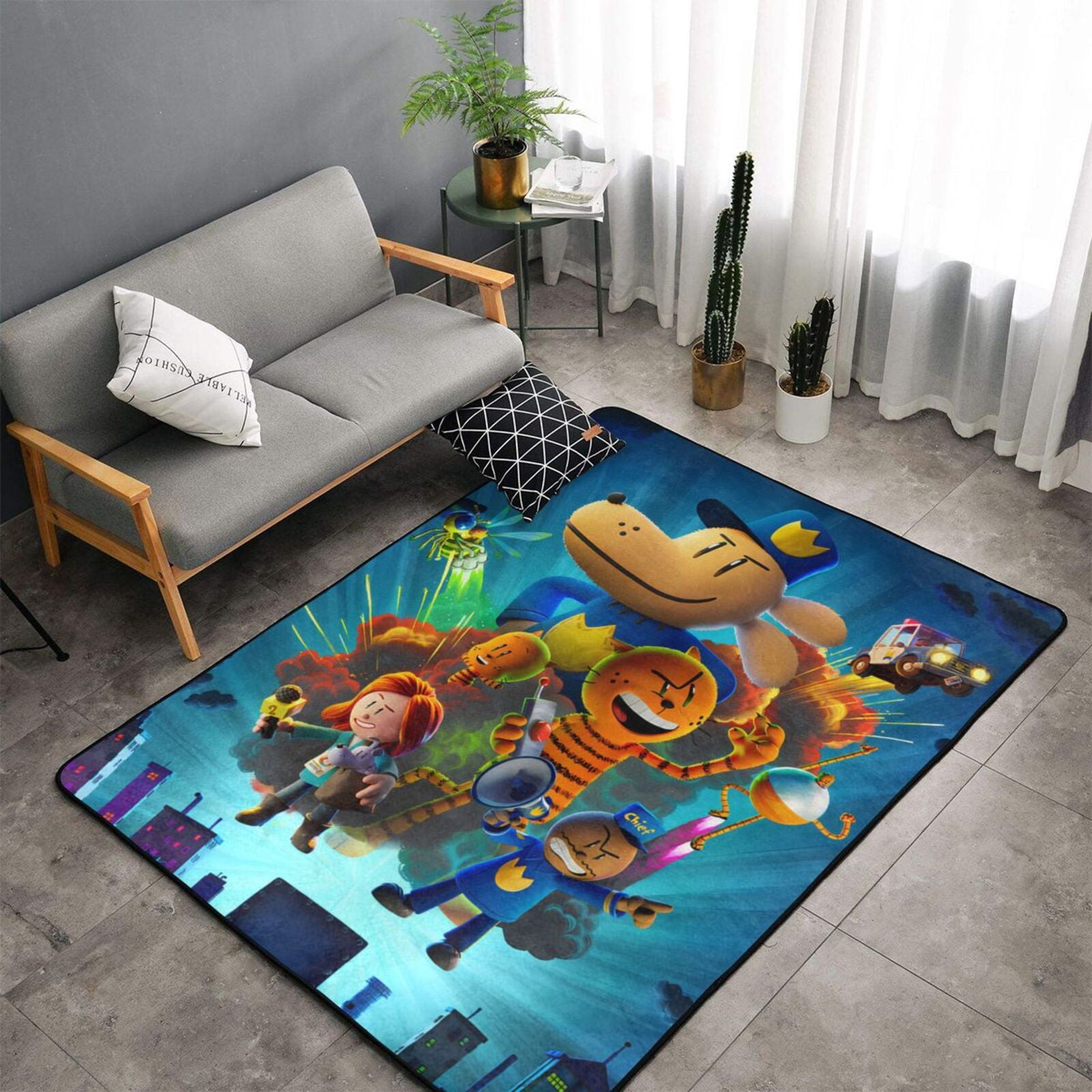 Area Rug Dog Man Living Room Carpet Bedroom 5x3 Feet Rug Flannel ...