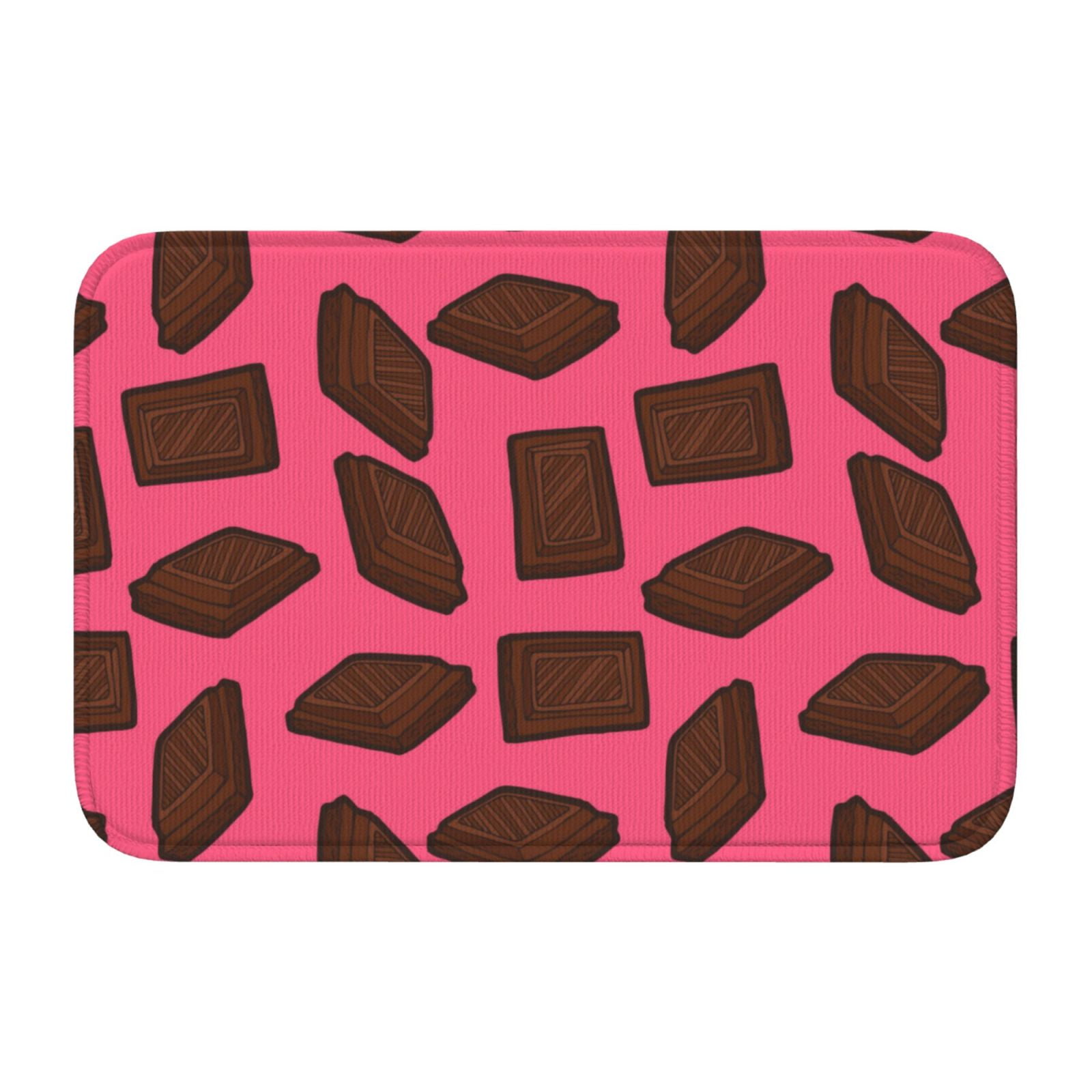 Area Rug Door Mat Indoor Outside Entrance, Chocolate Print Pink Outdoor ...