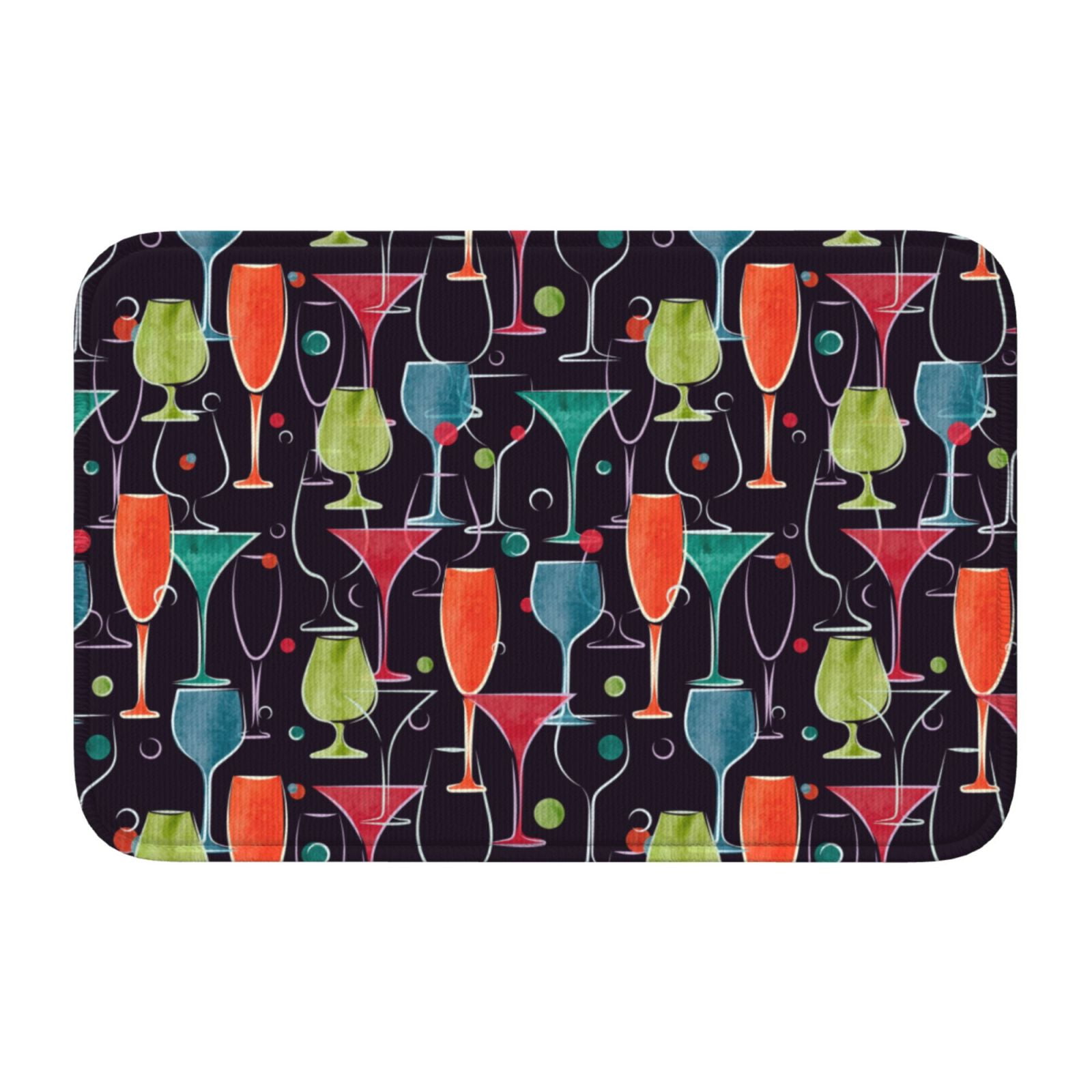 Area Rug Door Mat Indoor Outside Entrance, Colorful Wine Glass Print ...