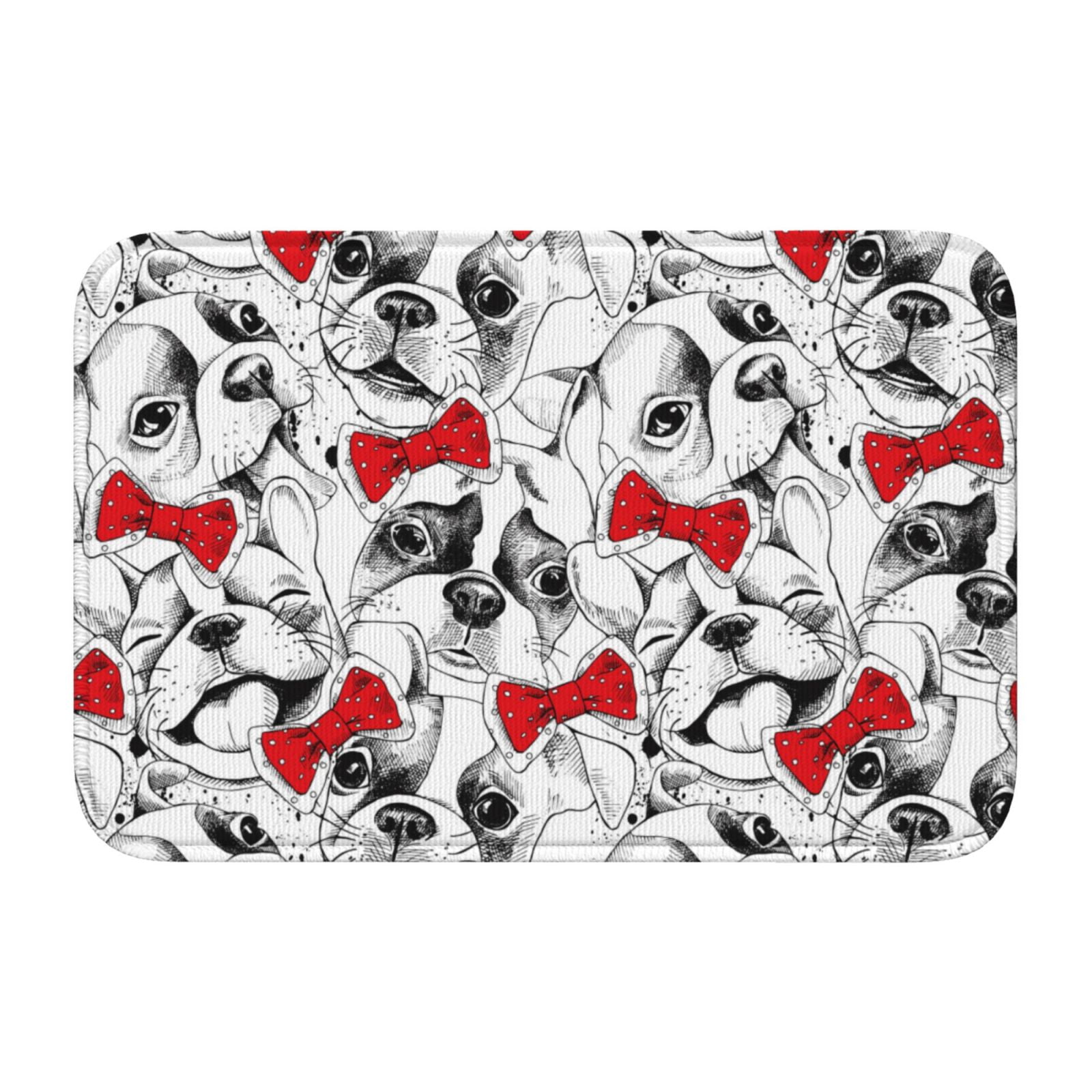 Area Rug Door Mat Indoor Outside Entrance, Cut French Bulldog Red Bow ...