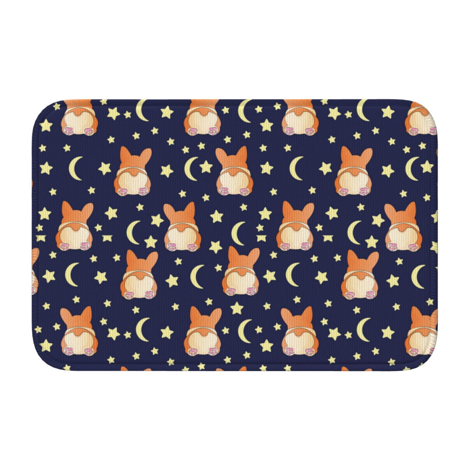 Area Rug Door Mat Indoor Outside Entrance, Cute Corgi Dog Funny Moon ...