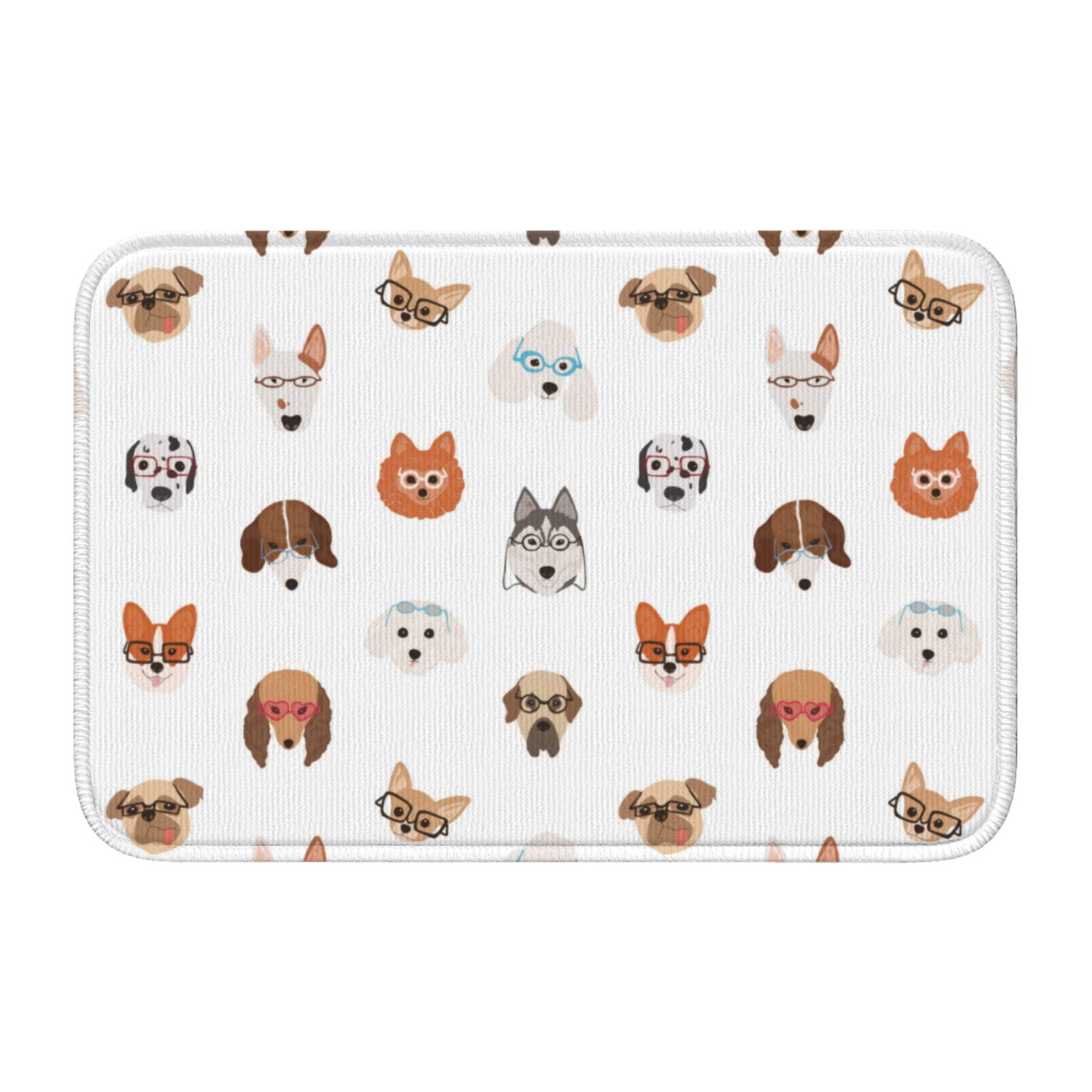 Area Rug Door Mat Indoor Outside Entrance, Cute Dog Puppy Glasses ...