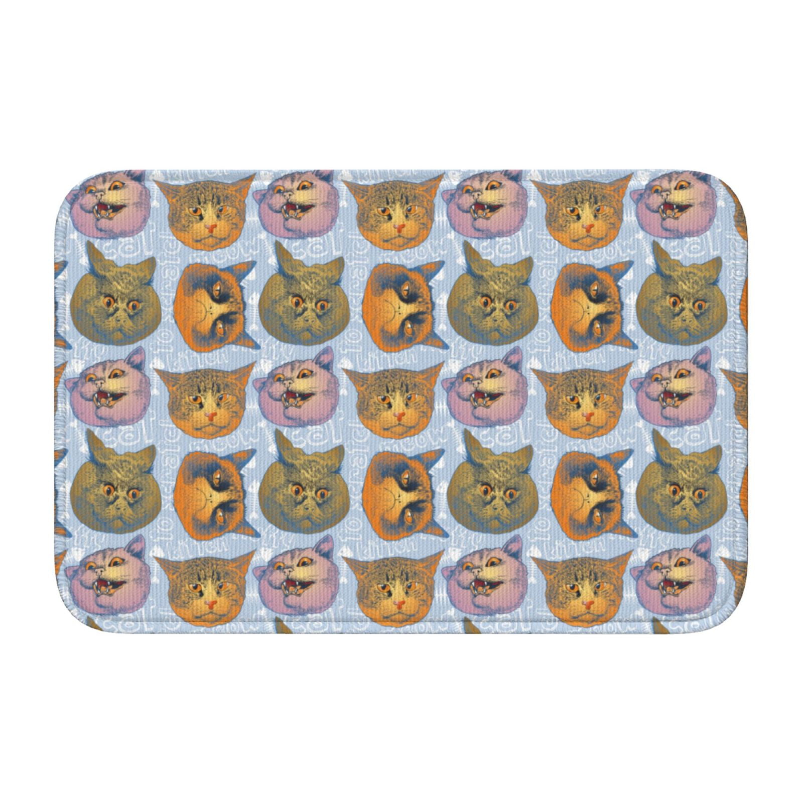 Area Rug Door Mat Indoor Outside Entrance, Hand Drawn Funny Cat Face ...
